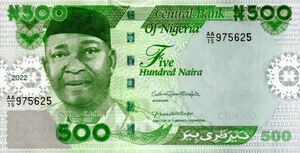 Banknote: 500 Naira (Nigeria(2022 "Modified Colors" Issue) Wor:P-48a