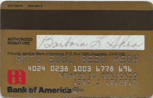 Bank Card: Visa Premier (Bank of America, United States of AmericaCol ...