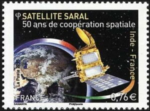 Stamp: "Saral" Satellite (France(50 Years of India-France Space Co ...