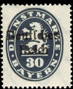 Stamp: Official stamp - Optd 'Deutsches Reich' (German Realm(Official ...