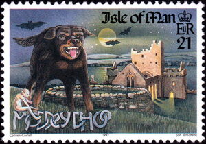 Stamp: The Dog "Moddey Dhoo" from Burg Peel (Isle of Man(Europa (C.E.P ...