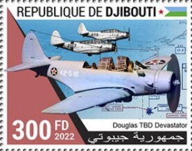 Stamp: Douglas TBD Devastator (Djibouti(Battle of Midway (2022)) Yt:DJ 4152
