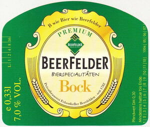 Drink Label: Beerfelder Bock (Privatbrauerei Felsenkeller Beerfelden, Germany, Federal ...