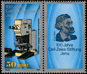 Stamp: Microscope, Ernst Abbe (Germany, Democratic Republic (DDR)(100 ...