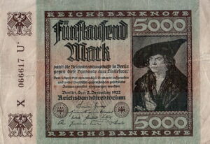 Banknote: 5,000 Mark (Germany(1922 4th Issue - Reichsbanknote, Republic ...