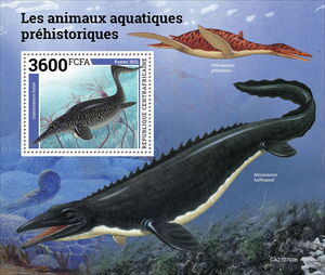 Stamp: Utatsusaurus hataii (Central African Republic(Prehistoric Water ...