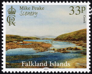 Stamp: Landscape Paintings by Mike Peake (Falkland Islands(Landscape ...