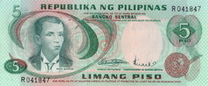 Banknote: 5 Piso (Philippines(1970 (ND) First Issue, Bangko Sentral ng ...