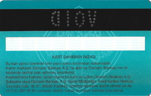 Bank Card: Bank Kart (Osmanlı Bankası , Türkiye (Turkey)Col:TR-GM-0100