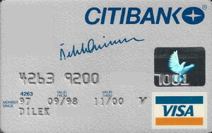 Tarjeta de Banco: Citibank (Citibank, Türkiye (Turquía)Col:TR-VI-0600 💳