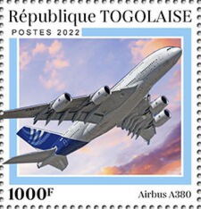 Stamp: Airbus A380 (Togo(Biggest Planes (2022)) Col:TG 2022.12.05-069c
