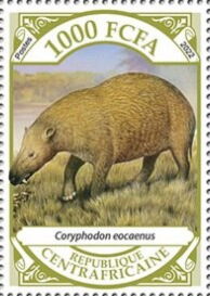 Stamp: Coryphodon eocaenus (Central African Republic(Prehistoric ...