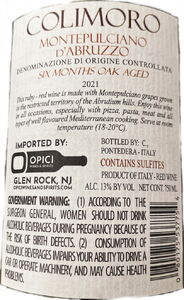 Drink Label: Colimoro Montepulciano D'Abruzzo DOC Oak Aged (Colimoro ...