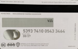 Banka Kartı: Papara Batman Card (Akbank T.A.Ş., TürkiyeCol:TR-MC-0644