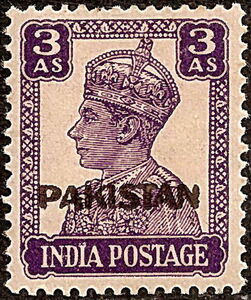 Stamp: King George VI wearing Imperial Crown of India - overprinted ...