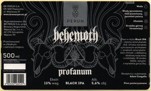 Drink Label: Hehemoth Profanum Ipa (Browar Perun Piaseczno, PolandCol ...