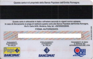 Bank Card: BPER Card (Banca Popolare dell'Emilia Romagna, ItalyCol:IT ...