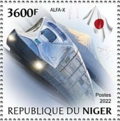 Stamp: Alfa-x (Niger(Japanese High Speed Trains (2022)) Col:NE 2022.03. ...