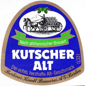 Drink Label: Kutscher Alt (Berliner Kindl Brauerei AG, Germany, Federal ...