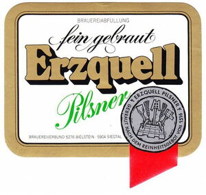 Drink Label: Erzquell Pilsner (Erzquell Brauerei Bielstein/Wiehl + Siegtal/Siegen, Germany ...