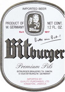 Drink Label: Bitburger Premium Pils (Bitburger Braugruppe GmbH, Germany ...
