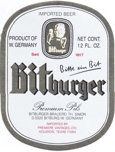 Drink Label: Bitburger Premium Pils (Bitburger Braugruppe GmbH, Germany ...