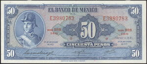 Banknote: 50 Pesos (Mexico(1946-1978 Issue) Wor:P-49u.6