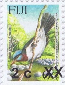 Stamp: Blue-crested Flycatcher (Myiagra azureocapilla) (Fiji(Birds ...