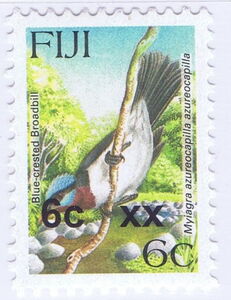 Stamp: Blue-crested Flycatcher (Myiagra azureocapilla) (Fiji(Birds ...
