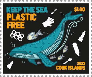 Stamp: Whale and Ocean Pollution (Cook Islands(Campaign Against Plastic ...