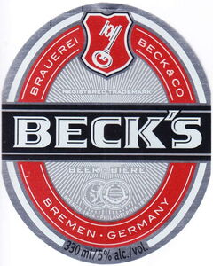 Drink Label: Becks Beer (Brauerei Beck GmbH & Co, Germany, Federal ...
