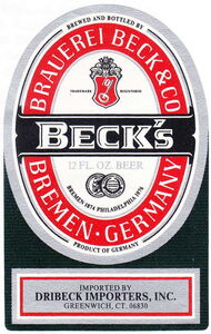 Drink Label: Becks Beer (Brauerei Beck GmbH & Co, Germany, Federal ...