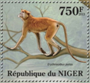Stamp: Common Patas Monkey (Erythrocebus patas) (Niger(Fauna of Niger ...