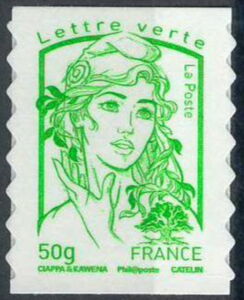 Timbre: Marianne and tree - Lettre verte (France(Marianne (Ciappa and ...