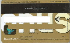 Bank Card: Bonus Gold Trink (Garanti Bankası, Türkiye (Turkey)Col:TR-VI ...