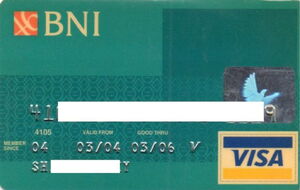 Bank Card: Visa BNI (Bank BNI, IndonesiaCol:ID-VI-0068.03