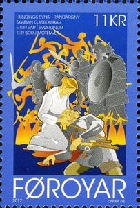 Stamp: Regin the Blacksmith (Faroe Islands) (Blacksmith) Mi:FO 755,Sn ...