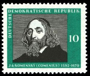 Stamp: John Amos Comenius (1592-1670) (Germany, Democratic Republic ...
