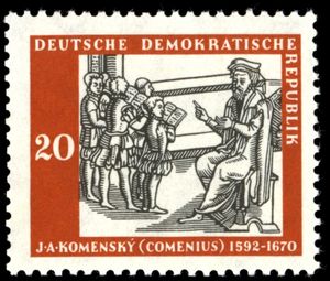 Stamp: Komenský at School (Germany, Democratic Republic (DDR)(Comenius ...
