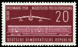 Stamp: Airplane, car Post (Germany, Democratic Republic (DDR)) (Stamp ...
