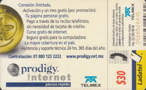 Phonecard: Prodigy Internet (Logo Amarillo) (Telmex - Ladatel, Mexico ...