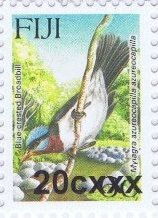Stamp: Blue-crested Flycatcher (Myiagra azureocapilla) (Fiji(Birds ...