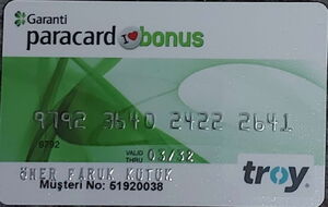 Banka Kartı: Garanti Paracard Bonus Troy (Garanti Bankası, TürkiyeCol ...