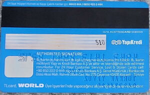 Bank Card: TLcard (Yapi Kredi Bankasi, Türkiye (Turkey)Col:TR-VI-0631