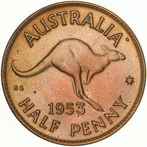 Coin: ½ Penny (Half Penny) (Australia(1952~1964 - Elizabeth II - Pound ...