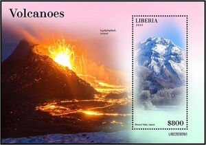 Stamp: Mount Yake - Japan (Liberia(Volcanoes (2022)) Col:LR 2022-301b1