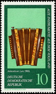 Stamp: Accordion (c. 1900) (Germany, Democratic Republic (DDR)(Old ...