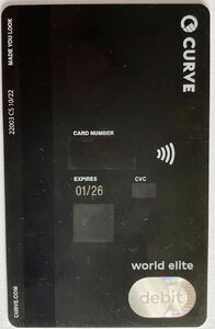 Bank Card: Curve Mastercard Debit Wolrd Elit (Curve, United Kingdom of ...