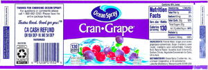 Drink Label: Ocean Spray Cran-Grape (Ocean Spray Cranberries, Inc ...