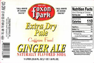 Drink Label: Foxon Park Extra Dry Pale Ginger Ale (Foxon Park Beverage ...